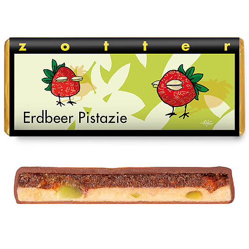 Hand-scooped Chocolates - Strawberry Pistachio | Zotter Schokolade