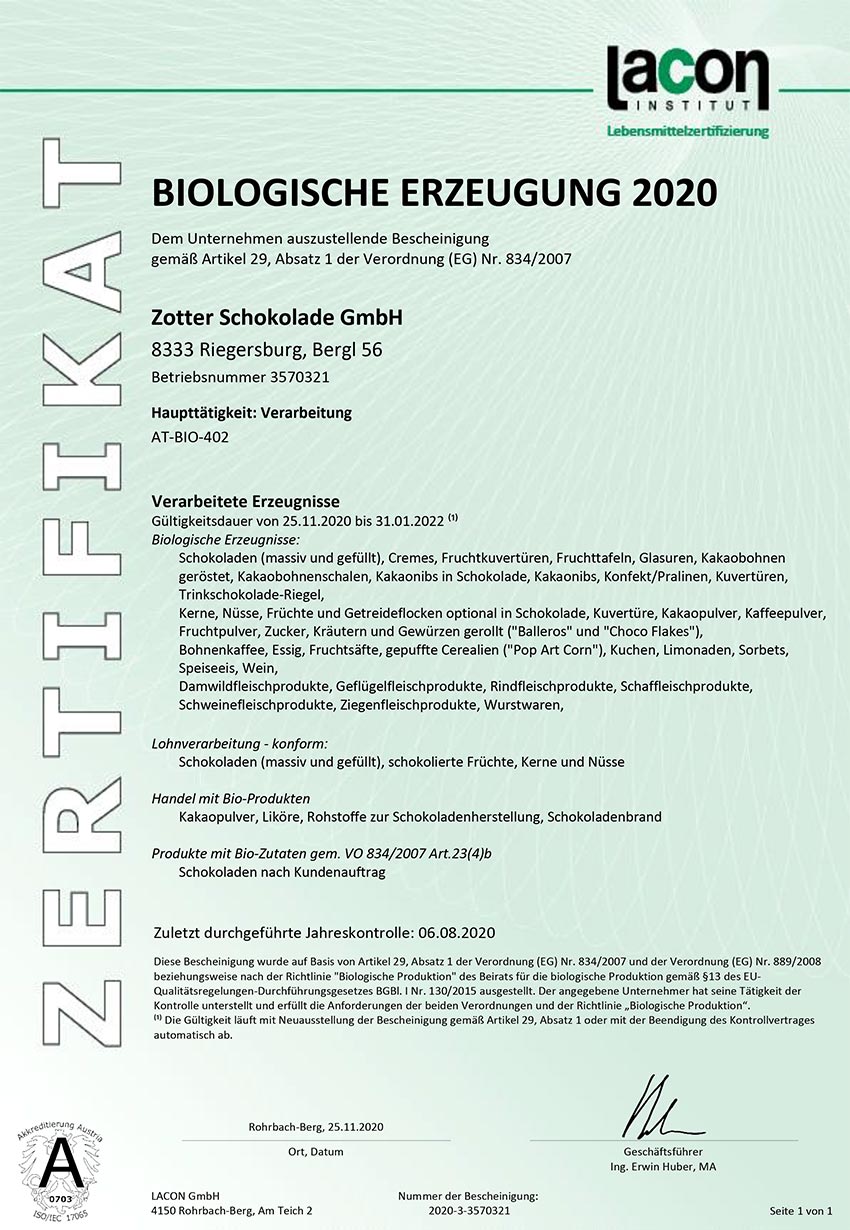Bio + Fair + Green | Zotter Schokolade
